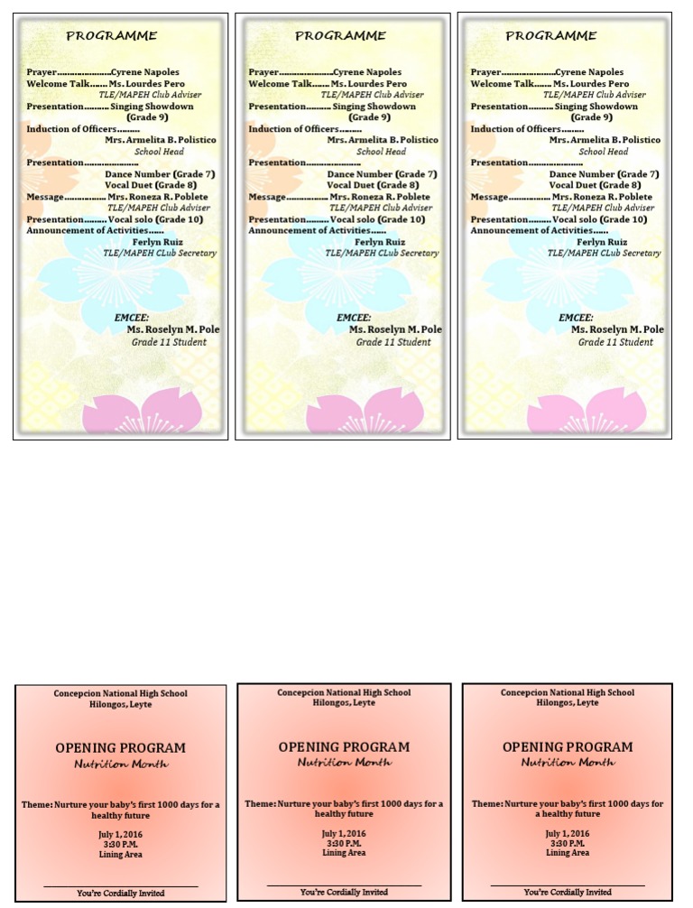 Opening Program (Nutrition Month) | PDF | Entertainment (General)