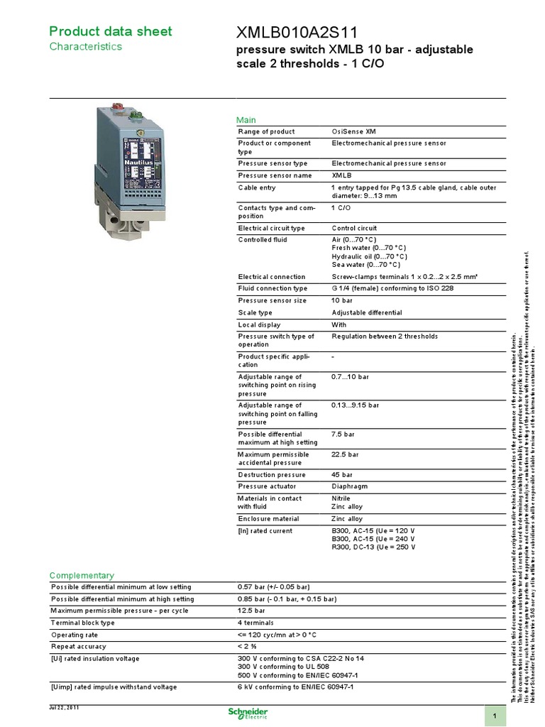 XMLB010A2S11: Product Data Sheet | PDF | Electrical Engineering ...