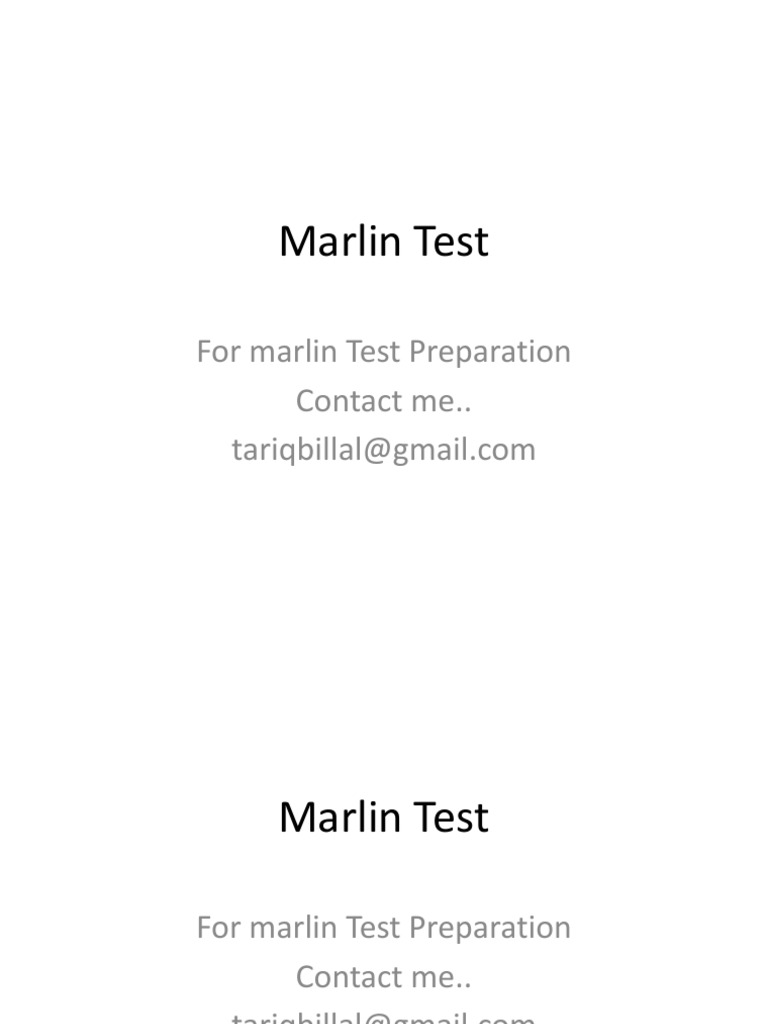 For Marlin Test Preparation Contact Me. | PDF