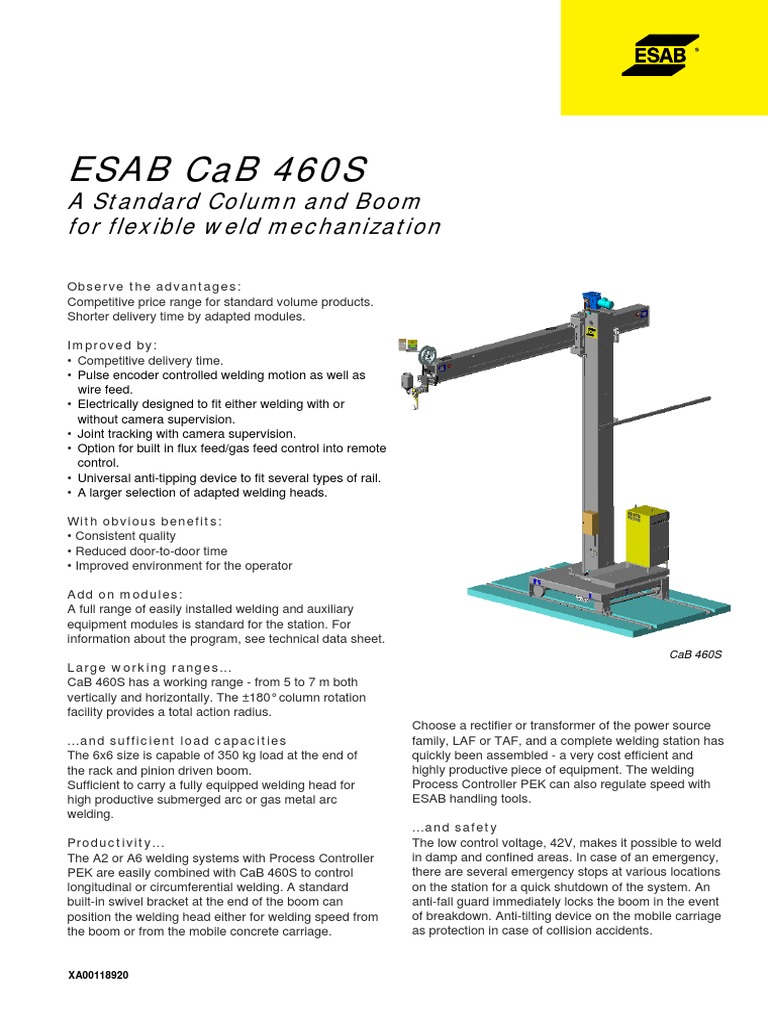 Esab Cab 460S: A Standard Column and Boom For Flexible Weld ...