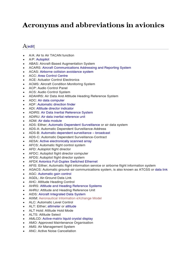 Acronyms and Abbreviations in Avionics | PDF | Air Traffic Control ...