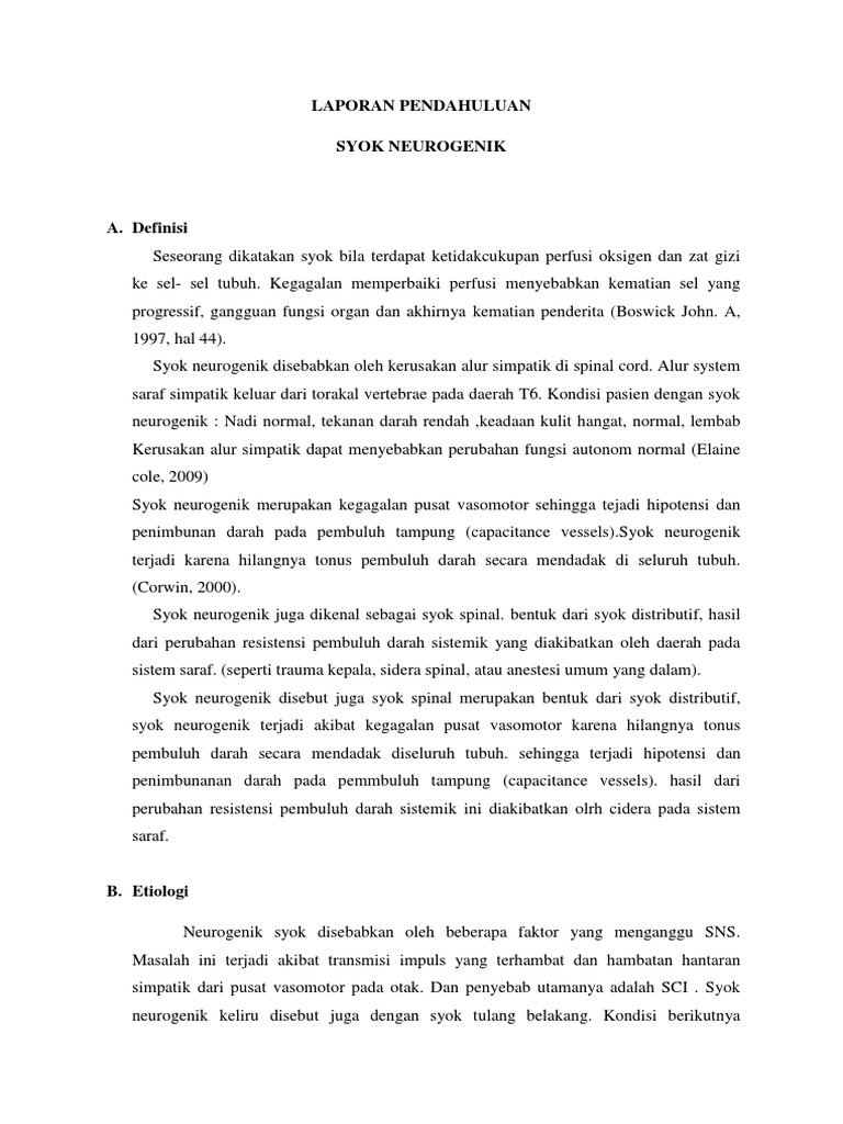 Pemahaman Syok Neurogenik dan Penyebabnya | PDF | Pengembangan Diri ...