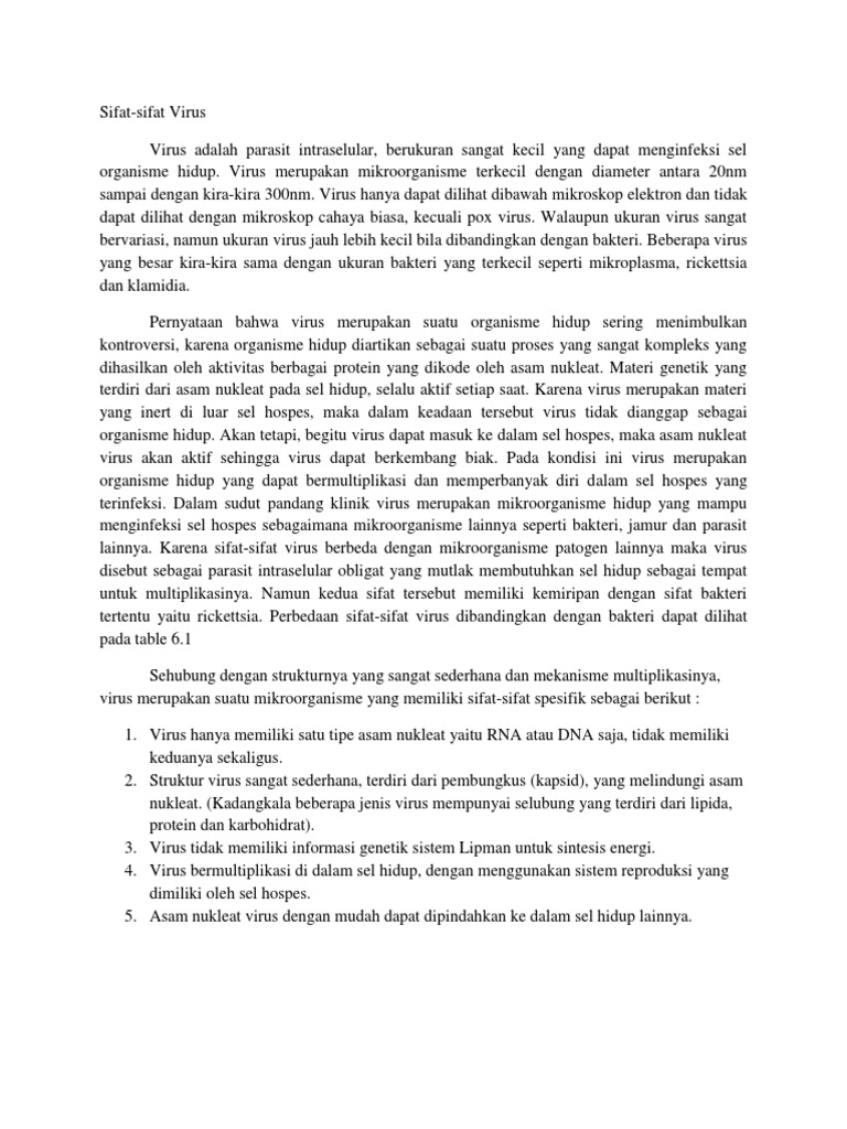 Sifat Sifat Virus | PDF