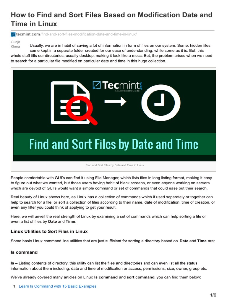 How To Find and Sort Files Based On Modification Date and Time in Linux | PDF | Filename ...