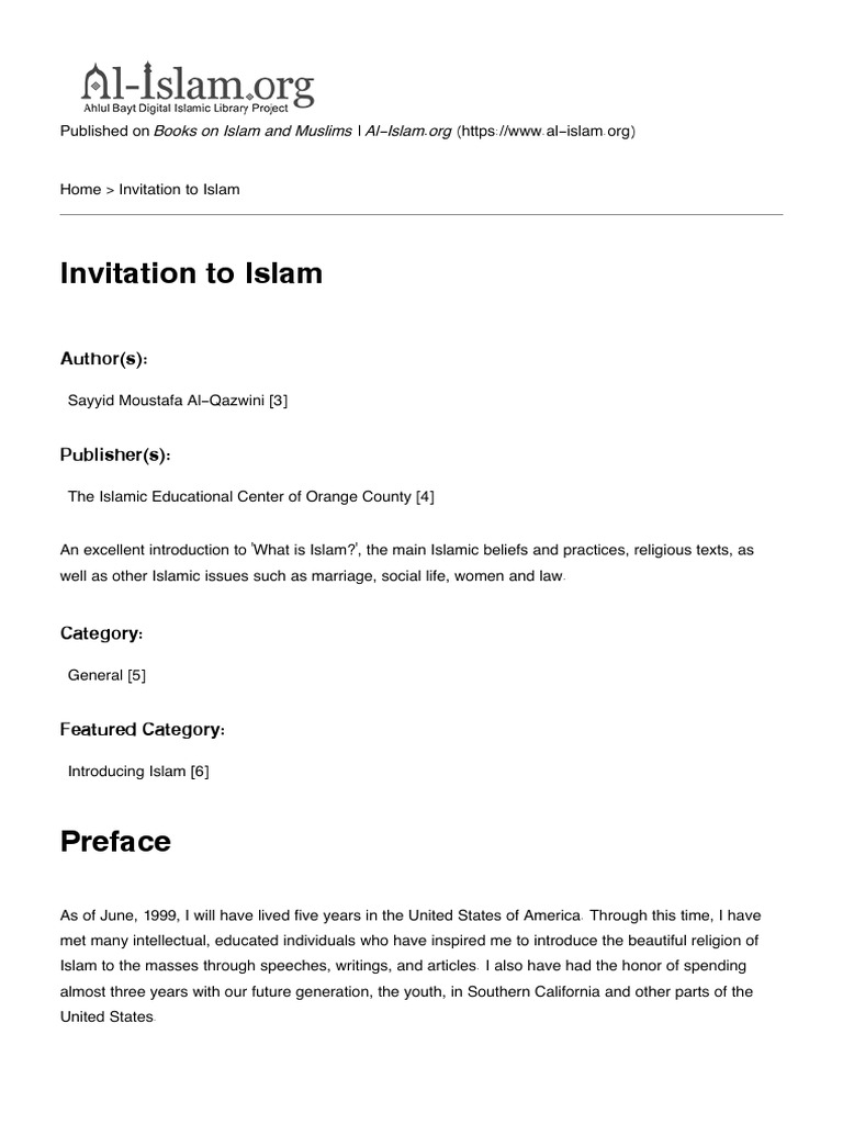 Invitation To Islam | PDF | Prophets And Messengers In Islam | Tawhid