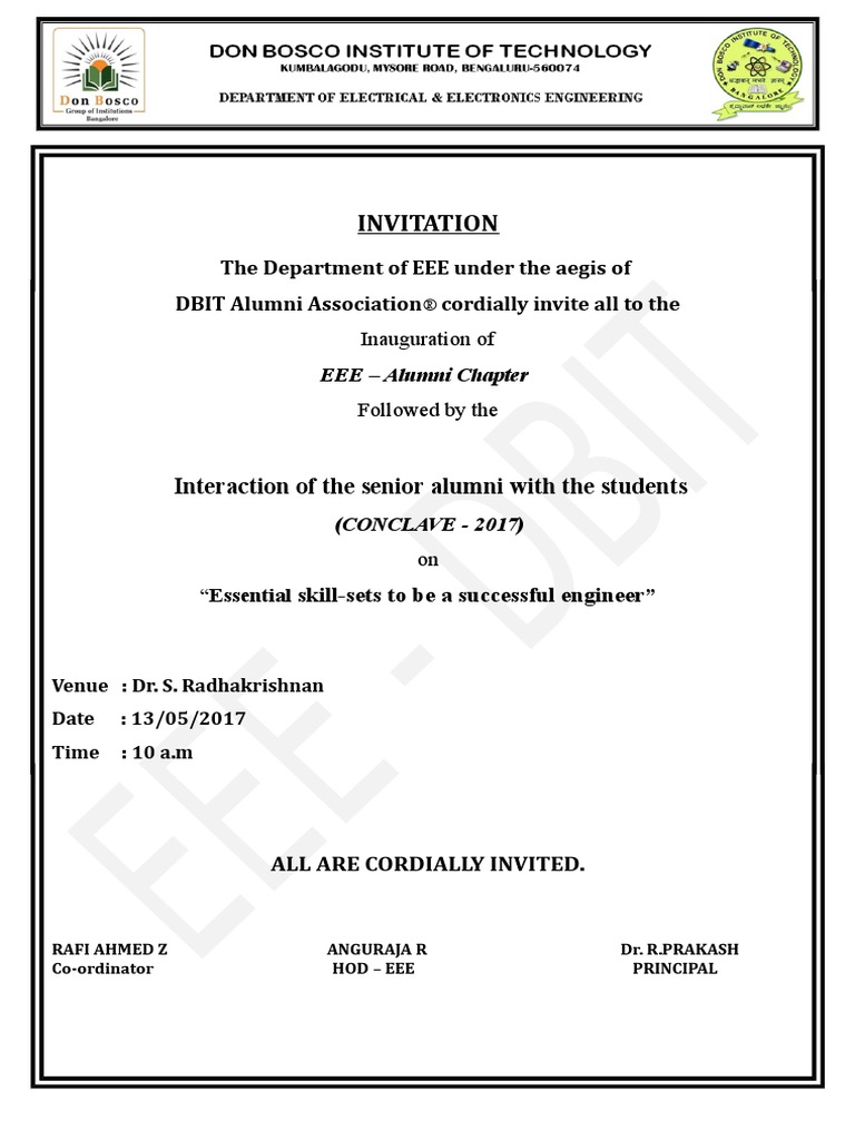 Invitation: Interaction of The Senior Alumni With The Students | PDF