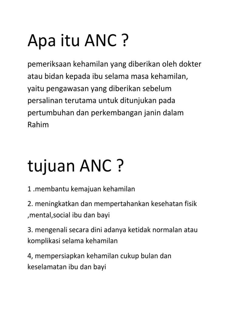 Apa Itu ANC | PDF | Kesehatan Holistik