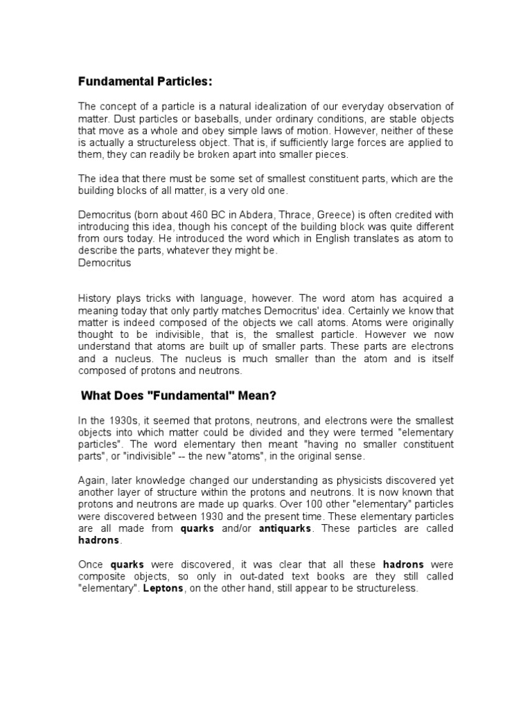 Fundamental Particles | PDF | Quark | Elementary Particle