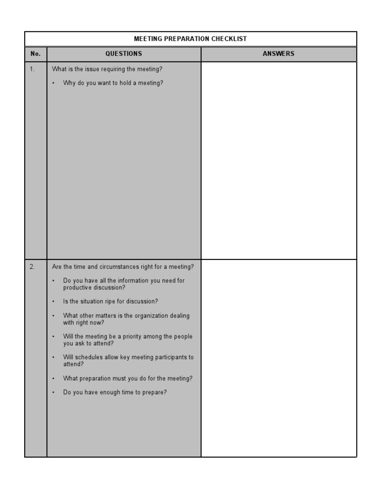 Meeting Preparation Checklist Guide | PDF | Brainstorming | Learning