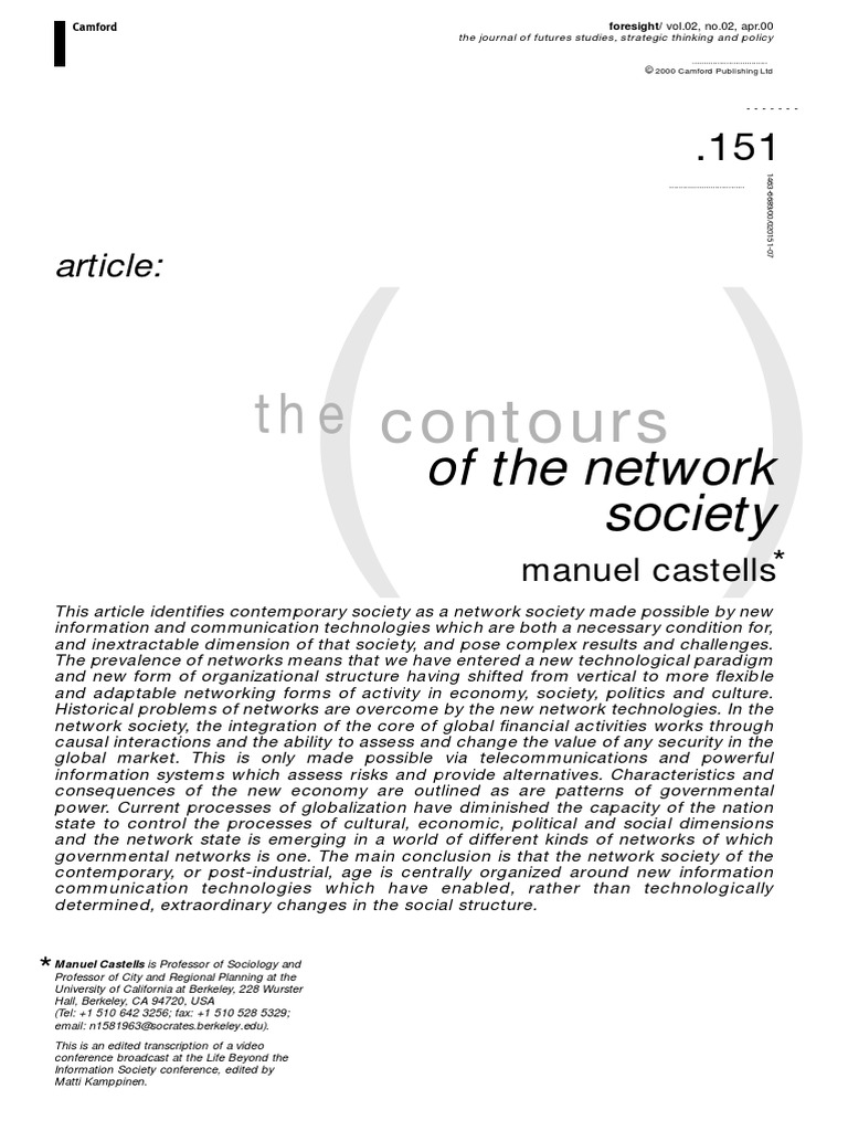 The Contours of Network Society - Manuel Castells | PDF | Stock Market ...
