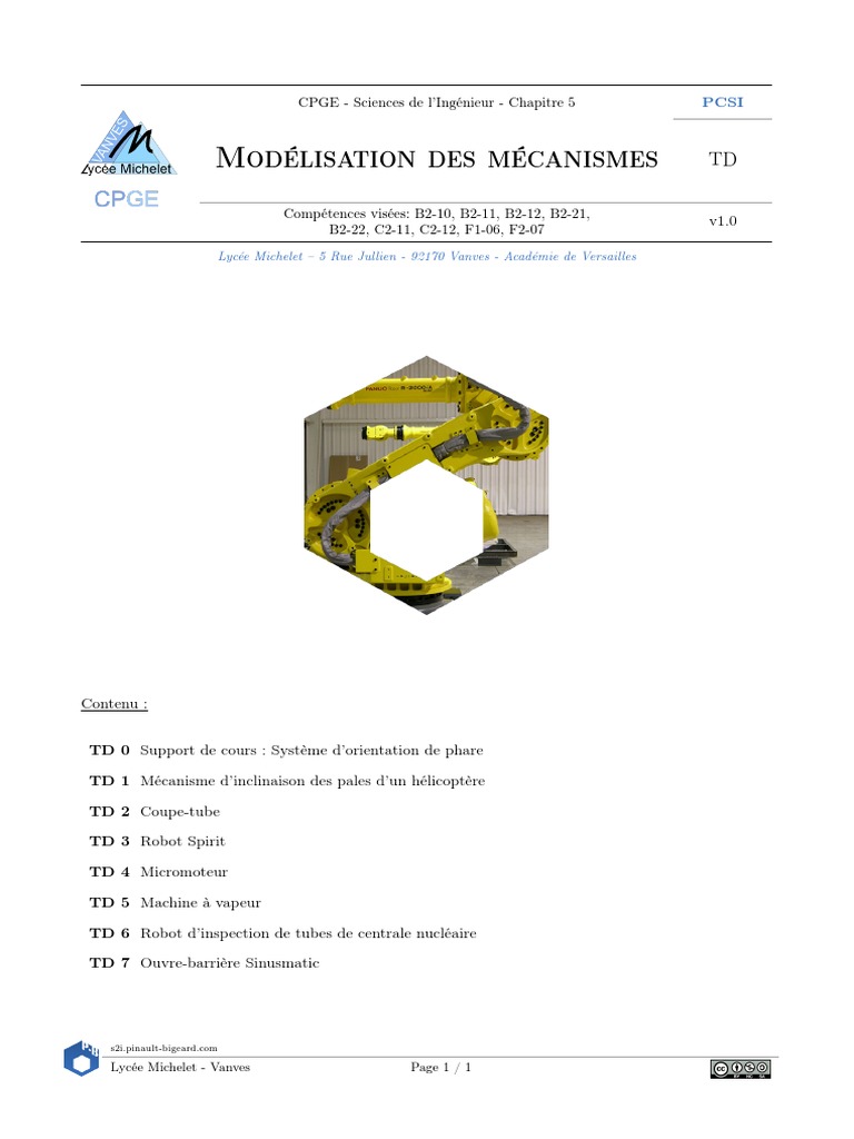 (Mod) (TD) Modelisation Des Mecanismes | PDF | Hélicoptère | Mouvement de rotation