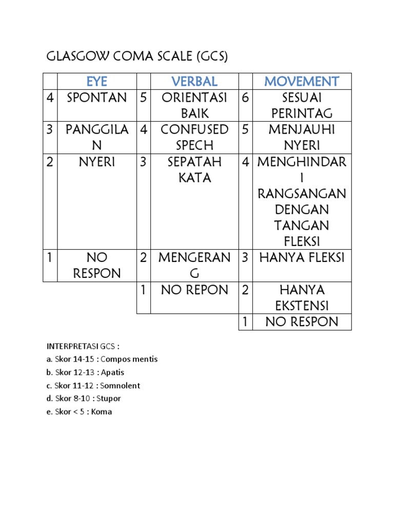 Glasgow Coma Scale | PDF