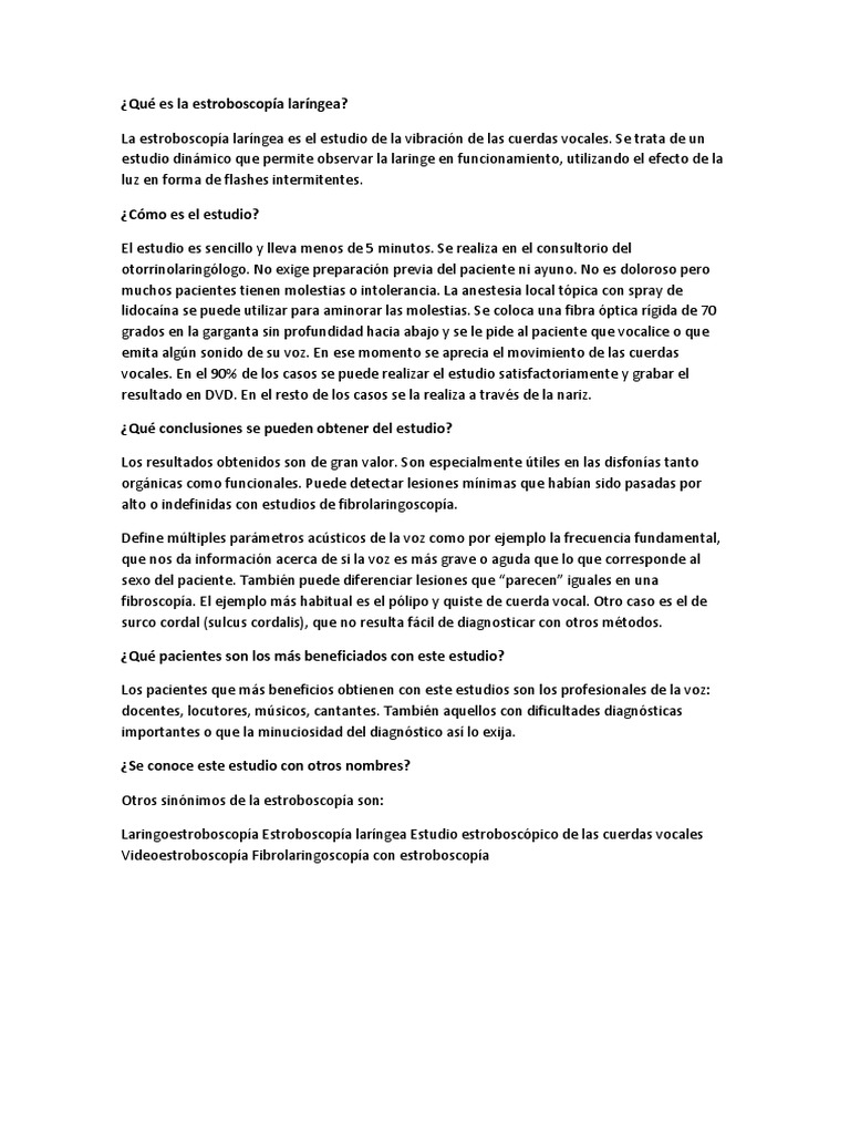Qué Es La Estroboscopía Laríngea | PDF