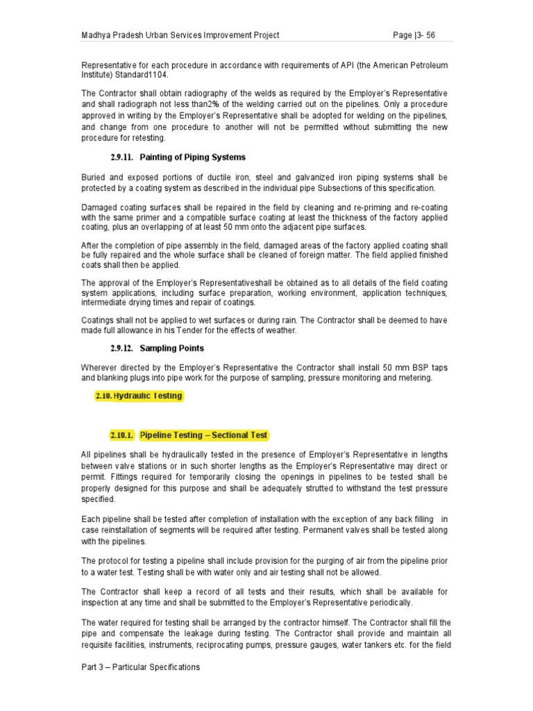 Sectional Testing of Pipe Line | Download Free PDF | Pipeline Transport ...