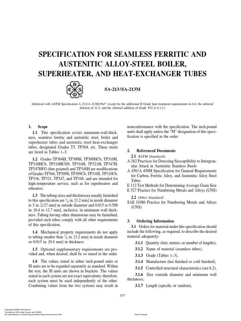 Specification For Seamless Ferritic and Austenitic Alloy-Steel Boiler ...