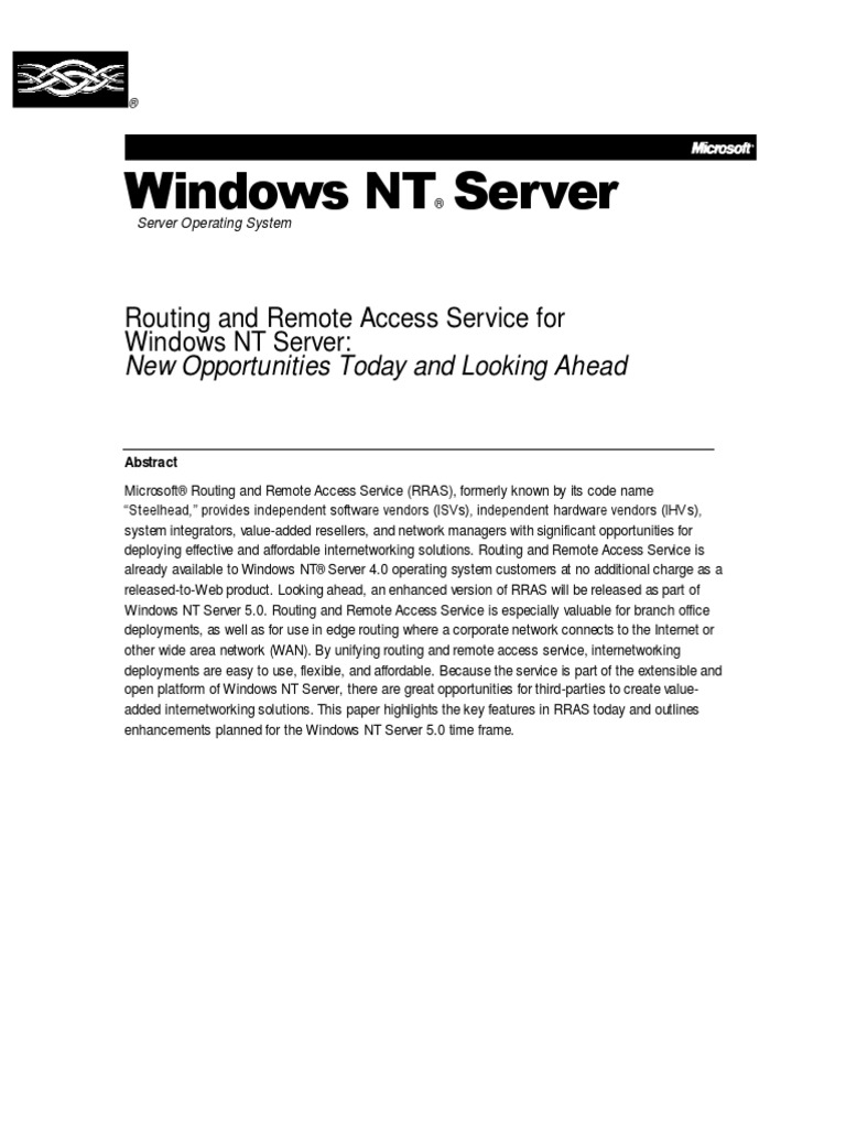 Routing and Remote Access Service For Windows NT Server | PDF ...