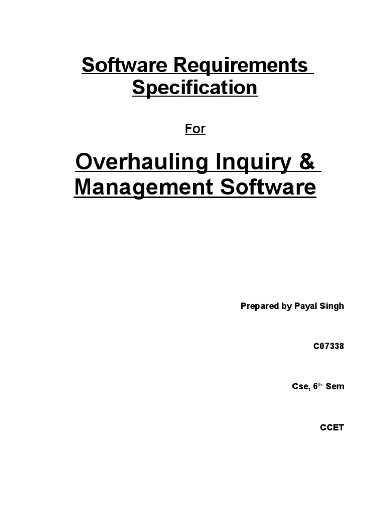 Srs Template | Input/Output | Random Access Memory