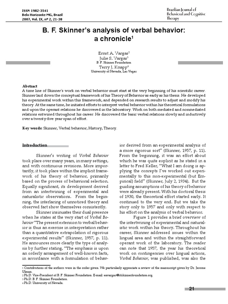 B. F. Skinner’s analysis of verbal behavior a chronicle.pdf | Mind | Variable (Mathematics)