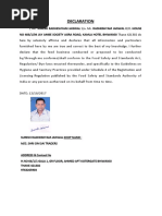 FSSAI Self Declaration Form Template | PDF