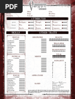 Hunter The Reckoning 5E CharSheet | PDF | Psychology | Cognitive Science