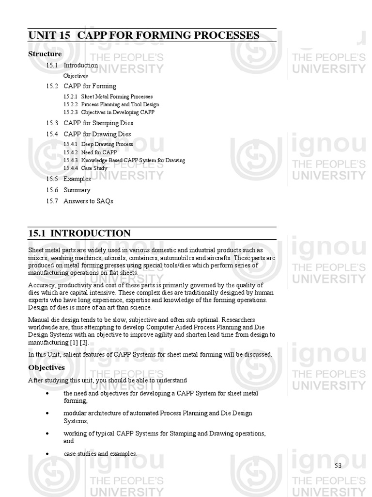 Unit 15 Capp For Forming Processes: Structure | PDF | Sheet Metal | Computer Aided Design