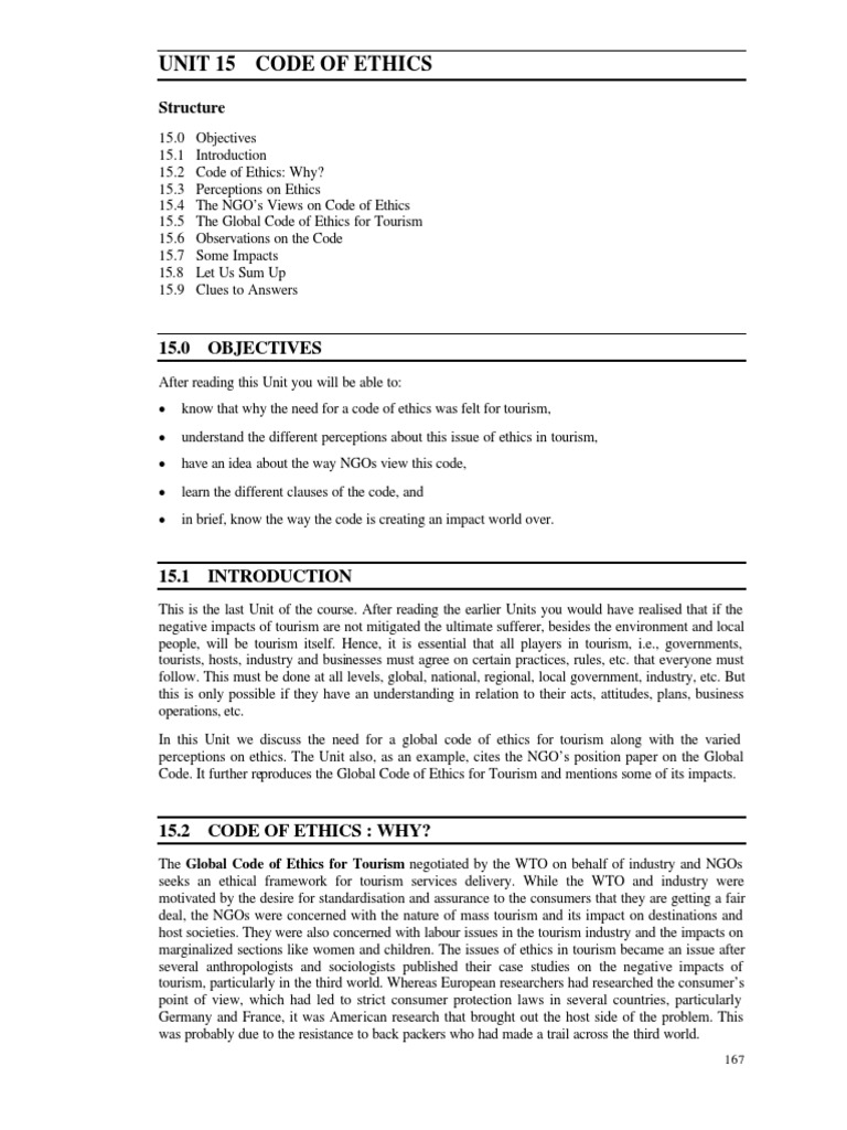 Code of Ethics (Tourism) | PDF | Tourism | Sustainability