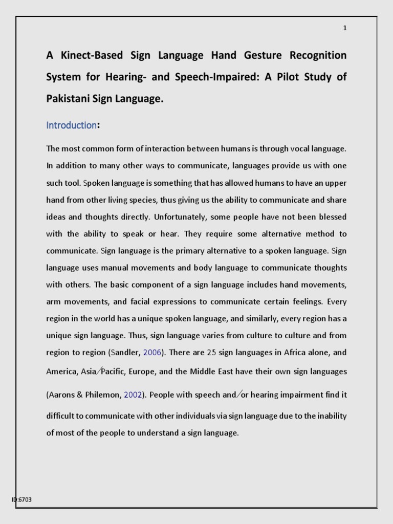 A Kinect-Based Sign Language Hand Gesture | PDF | Sign Language | Gesture