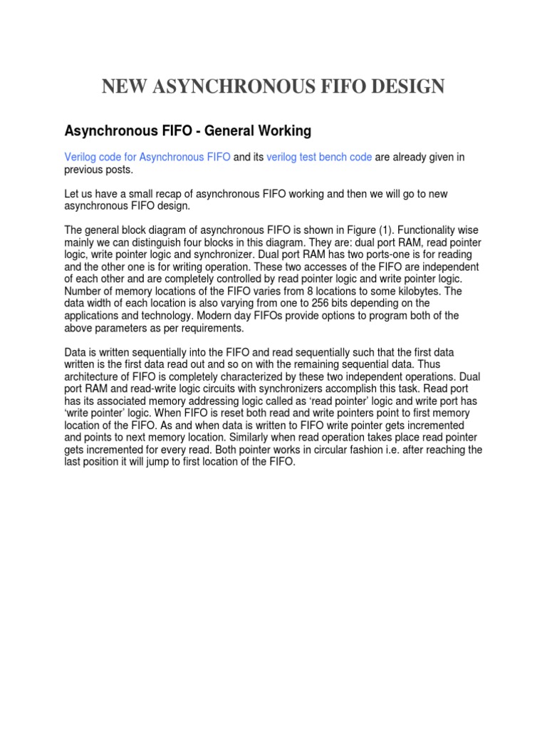 New Asynchronous Fifo Design | PDF | Pointer (Computer Programming) | Logic Gate