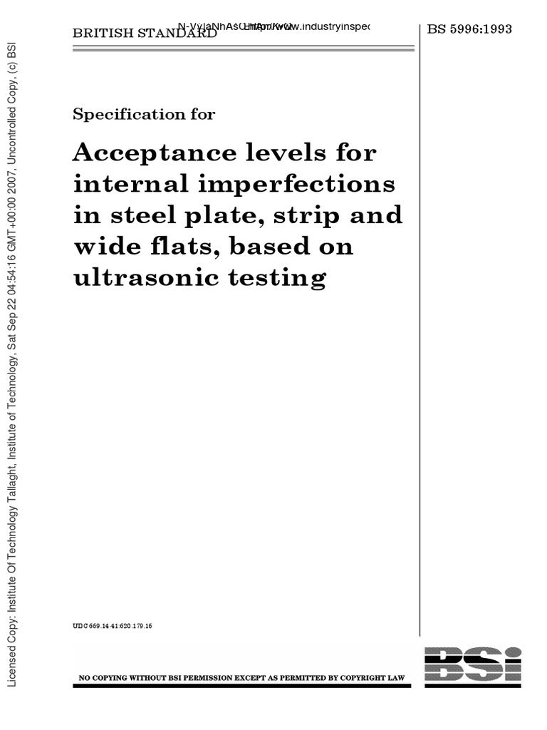 BS 5996 (1993) Specification ForAcceptanc Levels For Internal ...