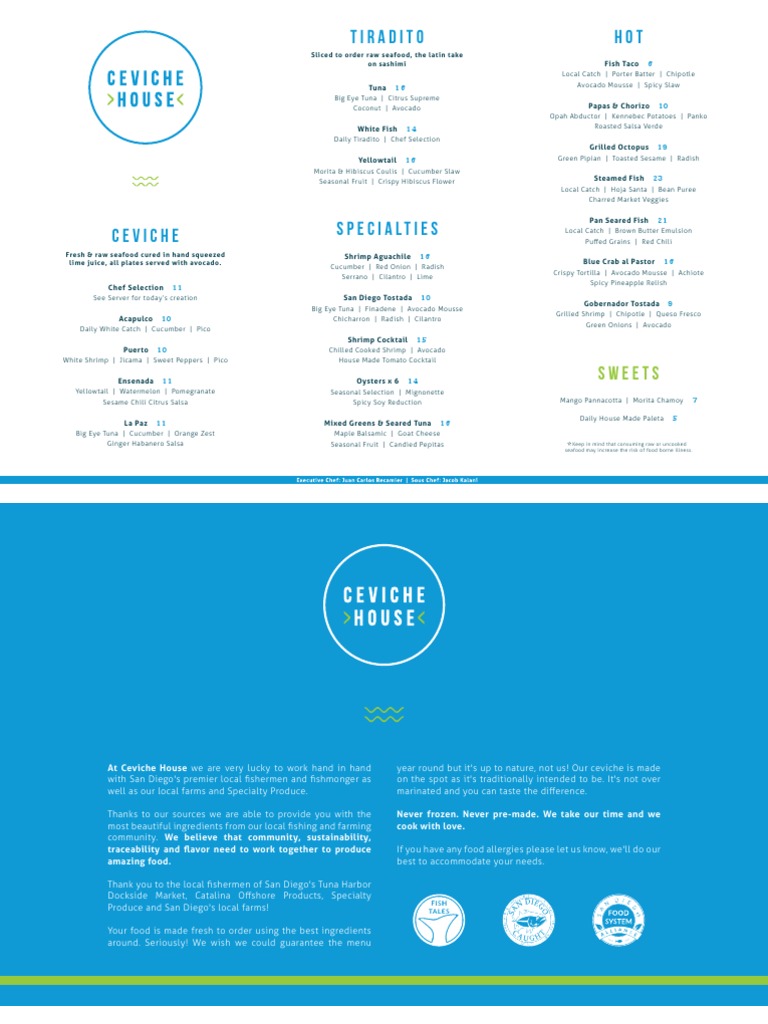 Ceviche House Menu | PDF | Foods | Cuisine