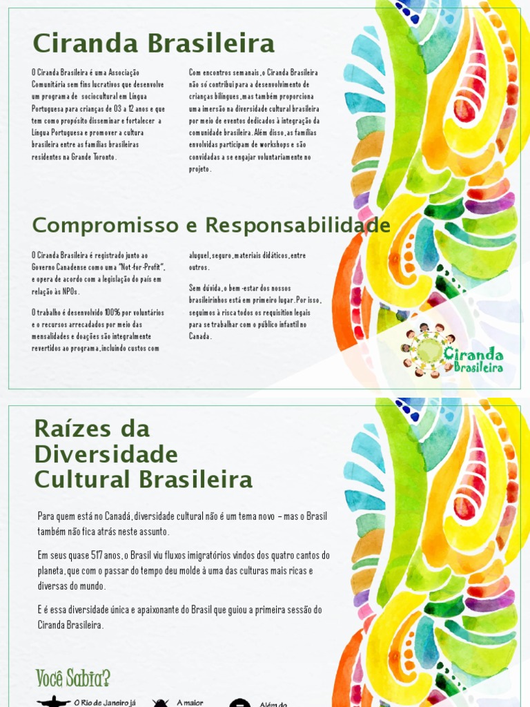 Ciranda Brasileira: Cultura e Língua no Canadá | PDF | Canadá | Brasil