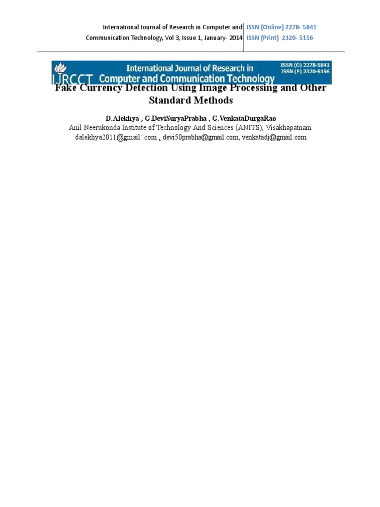 Fake Currency Detection Methods | PDF | Money | Crime Thriller