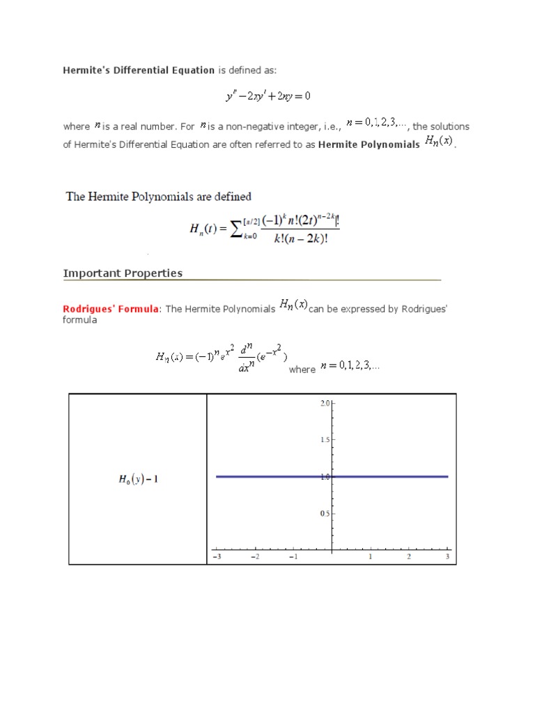 Hermite Polynomials and Their Properties | PDF