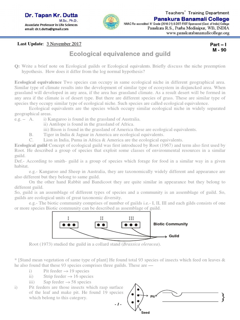 M - 90 Ecological Equivalence and Guild | PDF | Ecological Niche | Ecology