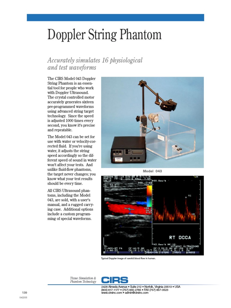 Doppler String Phantom: Accurately Simulates 16 Physiological and Test ...