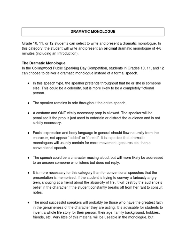 dramatic monologue overview | Monologue | Human Communication