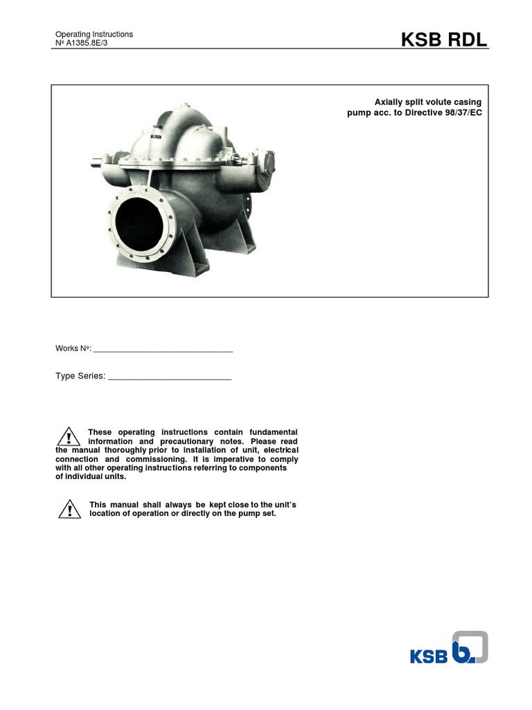KSB RDL 250-500 | PDF | Bearing (Mechanical) | Pump