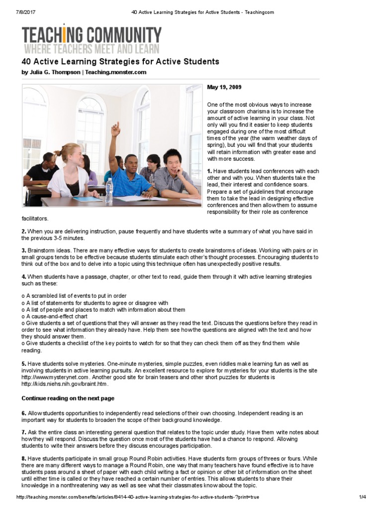 40 Active Learning Strategies For Active Students | PDF | Brainstorming ...