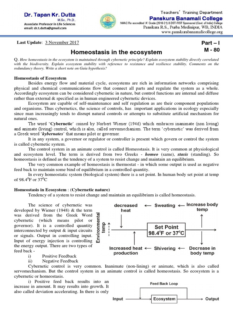 M - 80 Homeostasis of Ecosystem | PDF | Ecological Resilience | Ecosystem