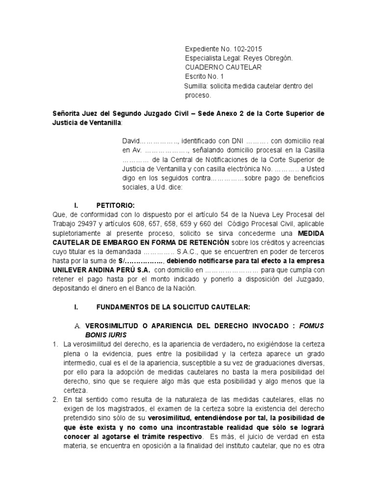 Modelo Embargo en Forma de Retención | PDF | Mandato | Derecho laboral