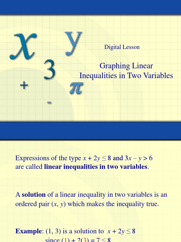 Graphing Linear Inequalities in Two Variables: Digital Lesson | PDF ...