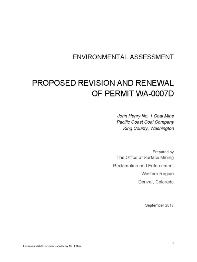 John Henry Mine Environmental Assessment | PDF | National Environmental ...