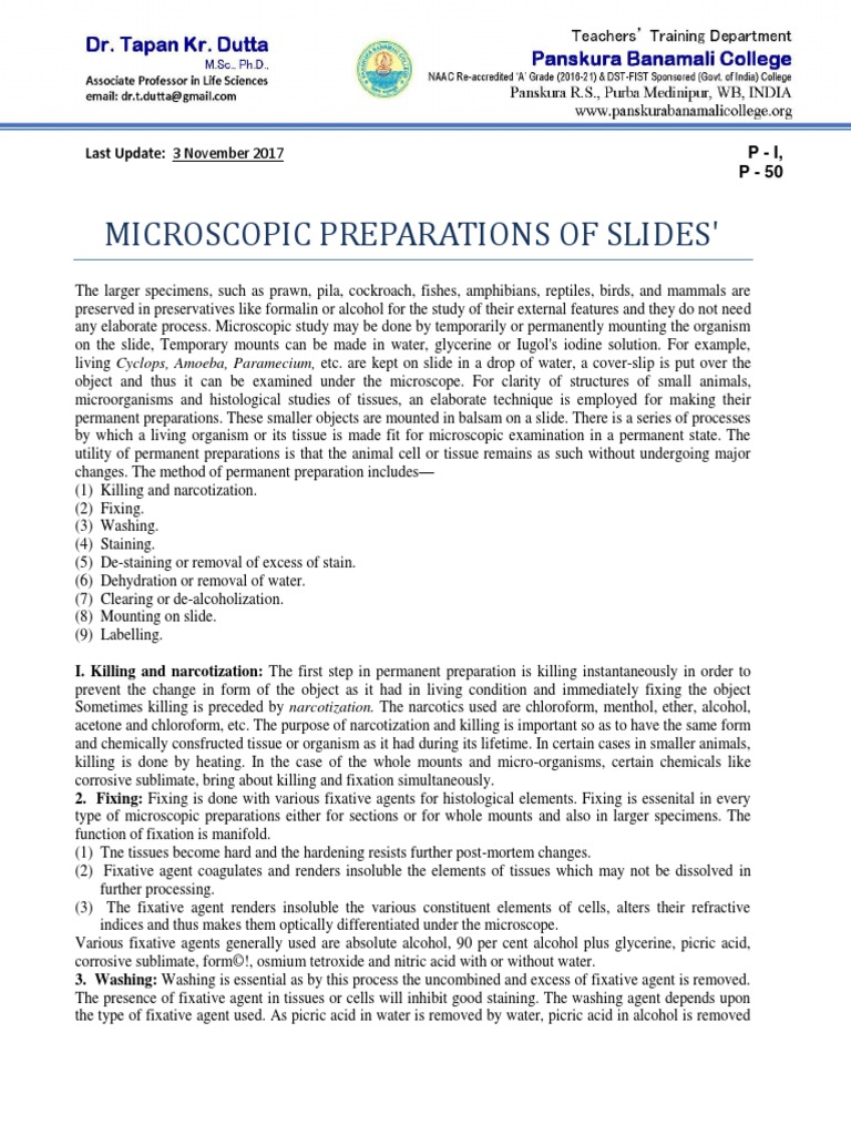 P - 7 Histological Techniques | PDF | Staining | Histology