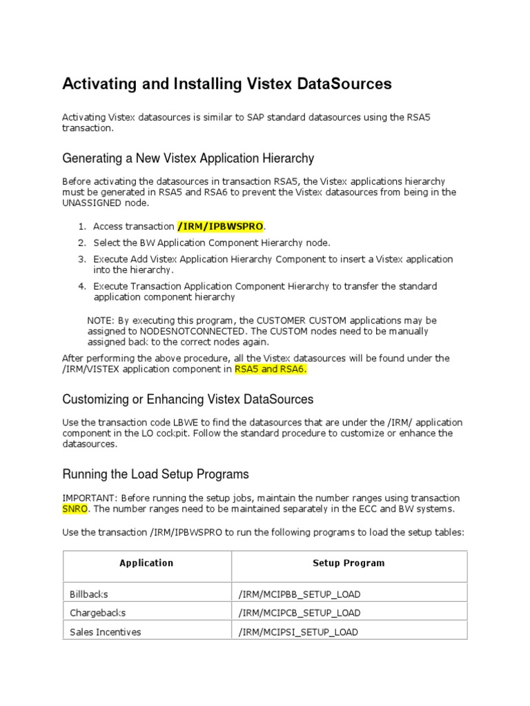 Activating and Installing Vistex DataSources | PDF | Computer ...