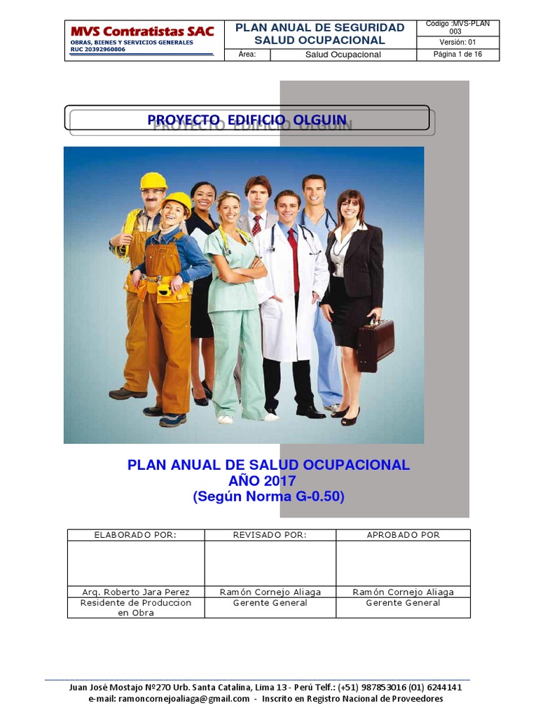 Plan Anual de Salud Ocupacional - Mvs | PDF | La seguridad | Lima