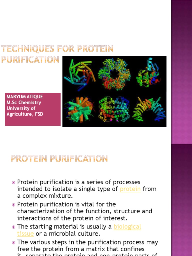 Techniques For Protein Purification | PDF | Protein Purification | Gel ...