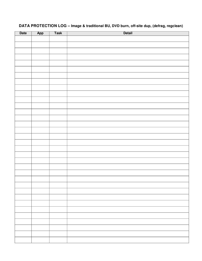 Data Protection Log for Image & DVD Tasks | PDF