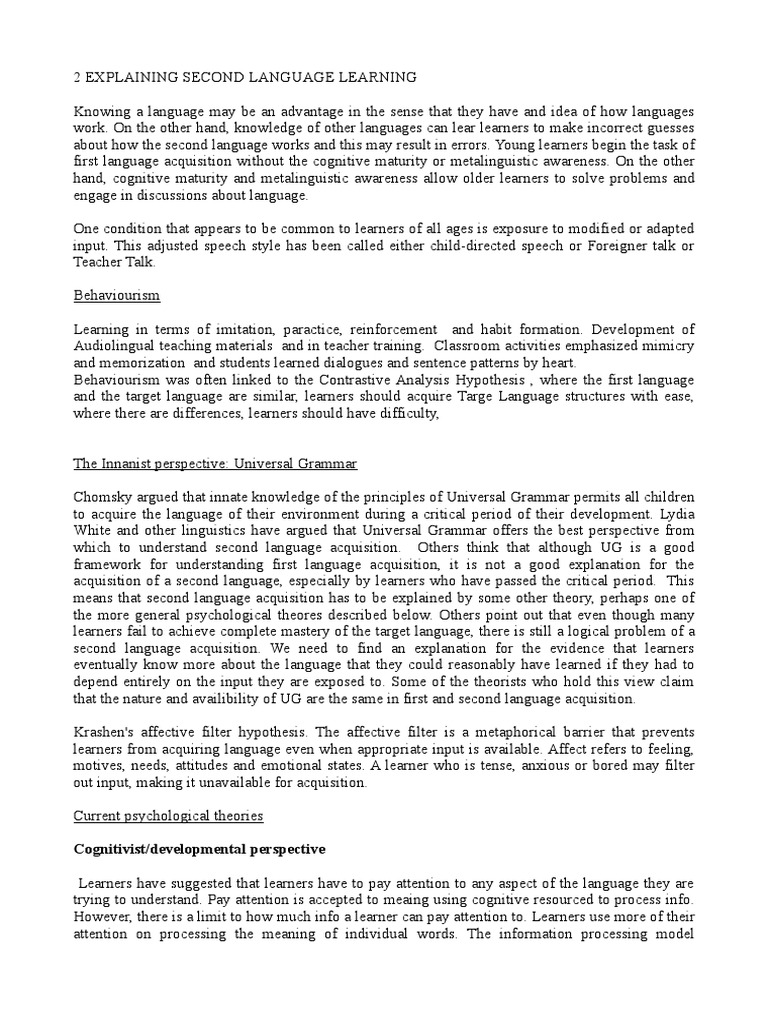 How Languages Are Learned Summary Chapter 2 | PDF | Language ...