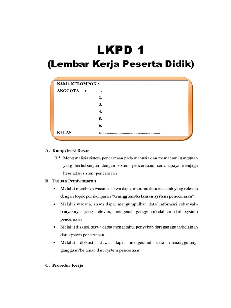 LKPD Kelainan Sistem Pencernaan | PDF | Kesehatan Holistik