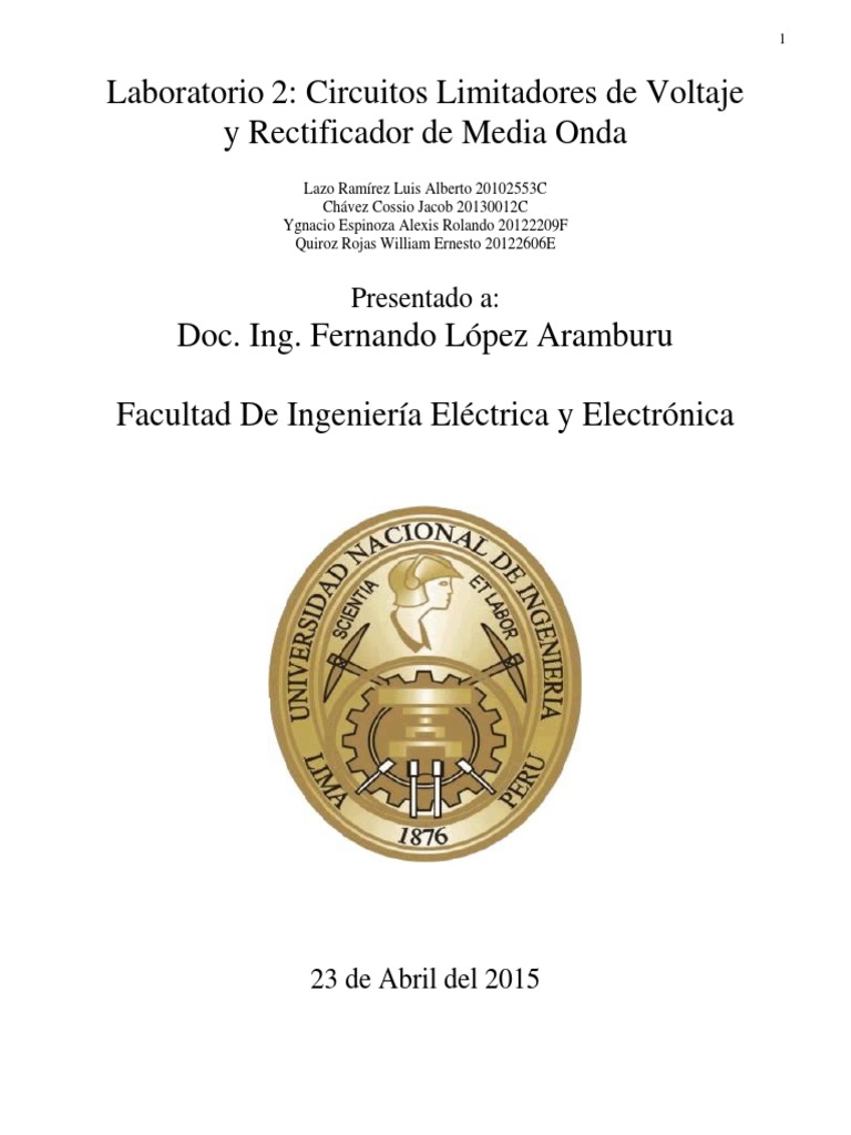 Laboratorio 2 Circuitos Limitadores de V | PDF | Rectificador | Diodo